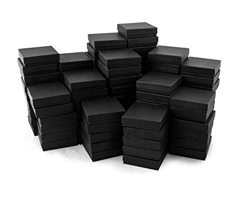 TheDisplayGuys 25-Pack #53 Cotton Filled Cardboard Paper Jewelry Box Gift Case - Matte Black (5 7/16" x 3 15/16" x 1")