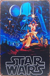 1977 star wars poster, metal tin sign, vintage style wall ornament coffee & bar decor, size 8″ x 12″