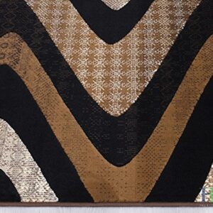 HR-Chocolate Brown/Beige/Mocha/Ivory/Abstract Area Rug Modern Contemporary Zigzag/Wave Design