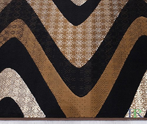 HR-Chocolate Brown/Beige/Mocha/Ivory/Abstract Area Rug Modern Contemporary Zigzag/Wave Design