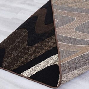 HR-Chocolate Brown/Beige/Mocha/Ivory/Abstract Area Rug Modern Contemporary Zigzag/Wave Design