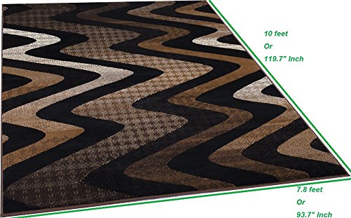 HR-Chocolate Brown/Beige/Mocha/Ivory/Abstract Area Rug Modern Contemporary Zigzag/Wave Design