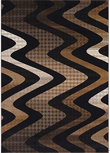 HR-Chocolate Brown/Beige/Mocha/Ivory/Abstract Area Rug Modern Contemporary Zigzag/Wave Design