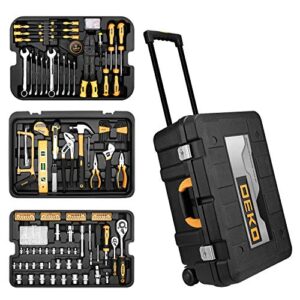 dekopro 258 piece tool kit with rolling tool box socket wrench hand tool set mechanic case trolley portable