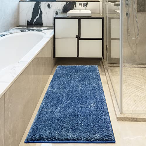 Ottomanson Machine Washable Soft Shag Design Non-Slip Rubberback 2x5 Indoor Runner Rug for Hallway, Entryway, Kitchen, Living Room, Bedroom, Bathroom, 2 ft x 5 ft, Navy Blue