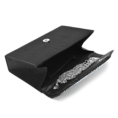 U-Story Women's Rhinestone Satin Frosted Evening Wedding Clutch Bag Handbag Purse (Black)