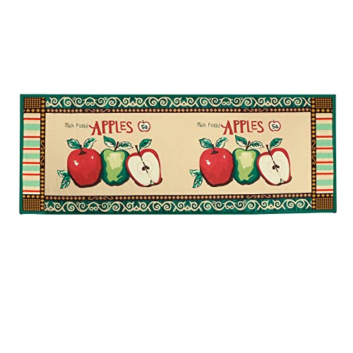 yazi Fabric Kitchen Mat Area Rug Fresh Picked Apples Non-Slip Rubber Backing Floomat,47x18 Inches