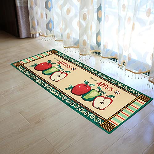 yazi Fabric Kitchen Mat Area Rug Fresh Picked Apples Non-Slip Rubber Backing Floomat,47x18 Inches