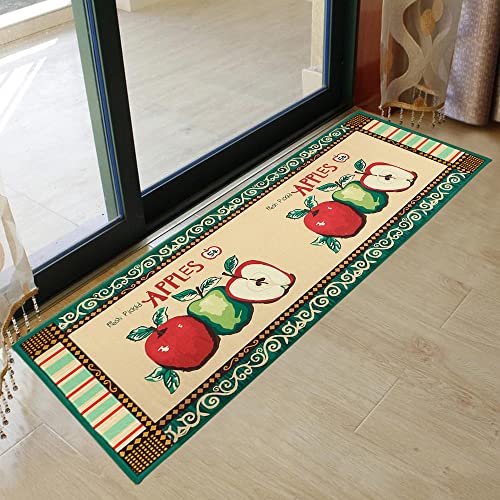 yazi Fabric Kitchen Mat Area Rug Fresh Picked Apples Non-Slip Rubber Backing Floomat,47x18 Inches