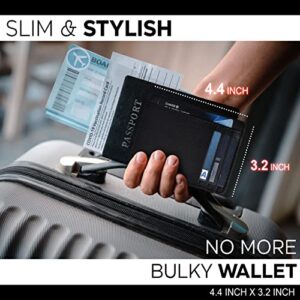 Black Wallet for Women Small Minimalist Design RFID Protect Leather Wallets