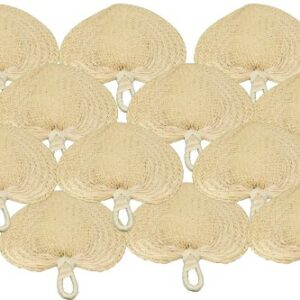 Fun Express Natural Straw and Raffia-Brown | Pack of 12 Hand Fan, 12 Pieces