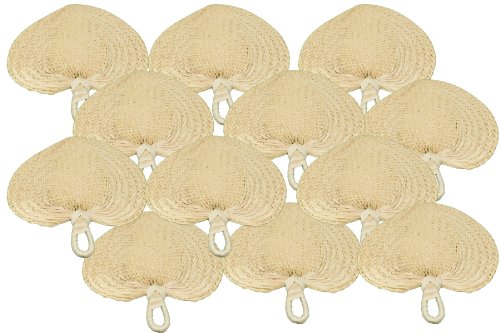 Fun Express Natural Straw and Raffia-Brown | Pack of 12 Hand Fan, 12 Pieces