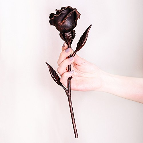 Handcrafted Metal Rose (Copper Stained) - Romantic Anniversary Flower