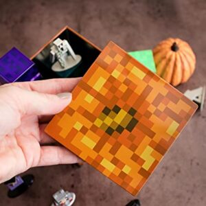 MINECRAFT Jack O'Lantern 4-Inch Tin Storage Box Cube Organizer with Lid | Basket Container, Cubby Cube Closet Organizer, Home Decor Playroom Accessories | Video Game Toys, Gifts And Collectibles