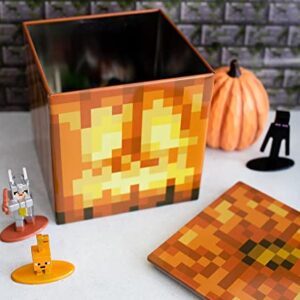 MINECRAFT Jack O'Lantern 4-Inch Tin Storage Box Cube Organizer with Lid | Basket Container, Cubby Cube Closet Organizer, Home Decor Playroom Accessories | Video Game Toys, Gifts And Collectibles