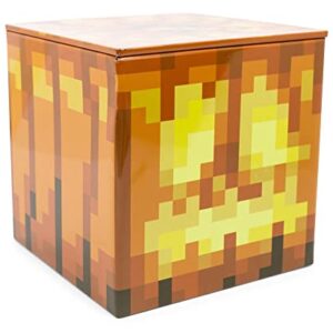 MINECRAFT Jack O'Lantern 4-Inch Tin Storage Box Cube Organizer with Lid | Basket Container, Cubby Cube Closet Organizer, Home Decor Playroom Accessories | Video Game Toys, Gifts And Collectibles