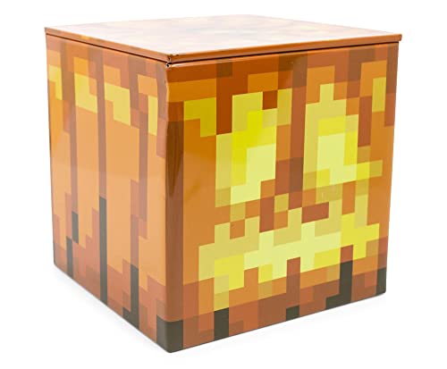 MINECRAFT Jack O'Lantern 4-Inch Tin Storage Box Cube Organizer with Lid | Basket Container, Cubby Cube Closet Organizer, Home Decor Playroom Accessories | Video Game Toys, Gifts And Collectibles