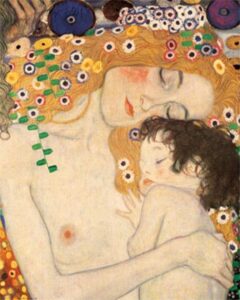 mother and child, (detail from the three ages of woman) c.1905 art poster print by gustav klimt, (overall size: 11×14) (image size: 8×10)