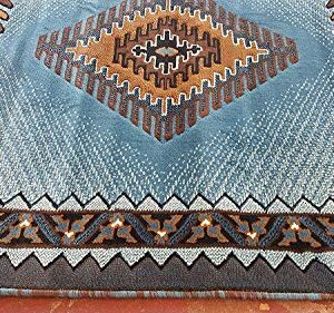 Kingdom Southwest Native American Square Tribal Area Rug Blue Brown Design D143 (5 Feet 3 Inch X 5 Feet 3 Inch Square)