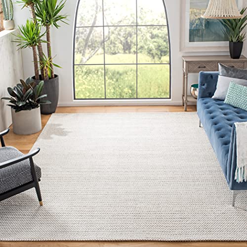 SAFAVIEH Marbella Collection 9' x 12' Light Brown / Ivory MRB392T Handmade Premium Wool Area Rug