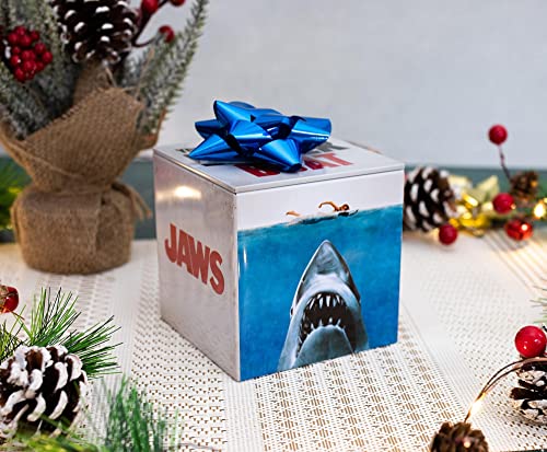 JAWS Logo Tin Storage Box Cube Organizer with Lid | 4 Inches