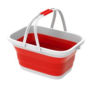 Collapsible Basket-Space Saving Pop Up Handbasket for Supplies, Dishes, Drinks, and More-Foldable Multiuse Carrying/Storage Bin by Lavish Home (Red)