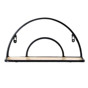 cabilock half circle floating shelves wall mounted iron storage rack rustic wood wall display shelves for bedroom bathroom