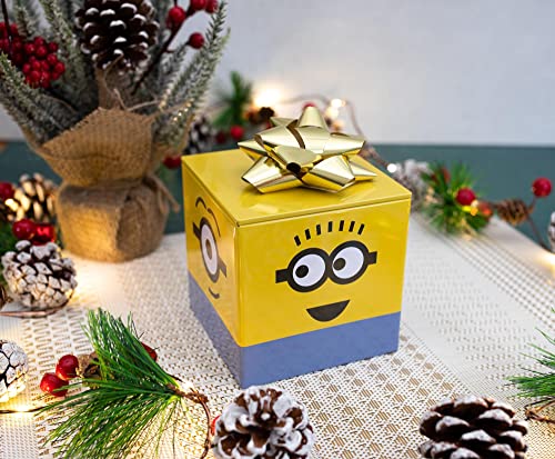 Despicable Me Minions 4-Inch Tin Storage Box Cube Organizer with Lid | Basket Container, Cubby Cube Closet Organizer, Home Decor Playroom Accessories | Cute Gifts And Collectibles