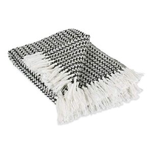 dii arrowhead woven throw, 50×60 with 3″ fringe, black, 1 piece