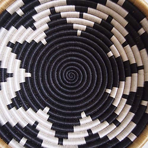 African Basket- Chwele/Rwanda Basket/Woven Bowl/Sisal & Sweetgrass Basket/Black, White, Tan