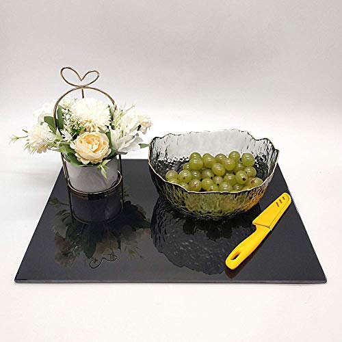 VASUHOME Glass Cutting Board, 16*12 inch Set of 1 Tempered Glass Cutting Board, Decorative Square Marble Chopping Board for Kitchen, Scratch, Heat, Shatter Resistant Cutting Mat, Silk Screen Black