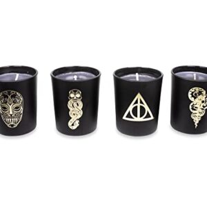 Harry Potter Dark Arts Scented Soy Wax Candle Collection, Set of 4 with Unique Fragrances | 20-Hour Burn Time | Home Decor Housewarming Essentials, Wizarding World Hogwarts Gifts and Collectibles