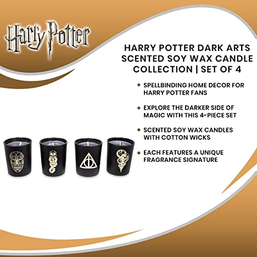 Harry Potter Dark Arts Scented Soy Wax Candle Collection, Set of 4 with Unique Fragrances | 20-Hour Burn Time | Home Decor Housewarming Essentials, Wizarding World Hogwarts Gifts and Collectibles