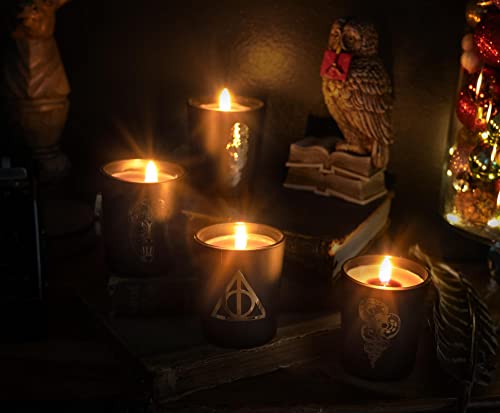 Harry Potter Dark Arts Scented Soy Wax Candle Collection, Set of 4 with Unique Fragrances | 20-Hour Burn Time | Home Decor Housewarming Essentials, Wizarding World Hogwarts Gifts and Collectibles