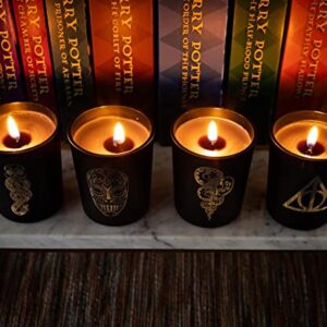 Harry Potter Dark Arts Scented Soy Wax Candle Collection, Set of 4 with Unique Fragrances | 20-Hour Burn Time | Home Decor Housewarming Essentials, Wizarding World Hogwarts Gifts and Collectibles