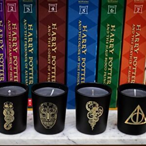 Harry Potter Dark Arts Scented Soy Wax Candle Collection, Set of 4 with Unique Fragrances | 20-Hour Burn Time | Home Decor Housewarming Essentials, Wizarding World Hogwarts Gifts and Collectibles