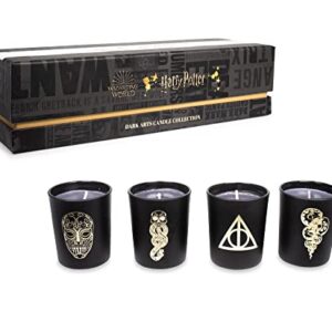 Harry Potter Dark Arts Scented Soy Wax Candle Collection, Set of 4 with Unique Fragrances | 20-Hour Burn Time | Home Decor Housewarming Essentials, Wizarding World Hogwarts Gifts and Collectibles