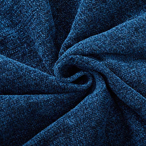 Americanflat 50x60 Chenille Throw Blanket in Blue with - Breathable Polyester with Decorative Fringe - Wrinkle and Fade Resistant