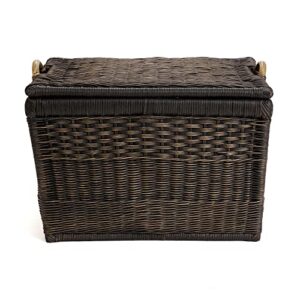 The Basket Lady Lift-Off Lid Wicker Storage Basket, Medium, 20 in L x 15 in W x 14 in H, Antique Walnut Brown