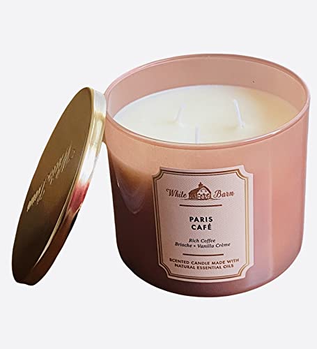 Bath & Body Works Paris Cafe White Barn Glass Scented 3 Wick Candle with Lid - Single