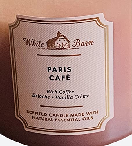 Bath & Body Works Paris Cafe White Barn Glass Scented 3 Wick Candle with Lid - Single