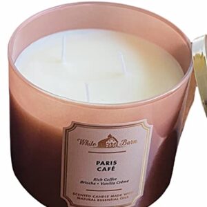 Bath & Body Works Paris Cafe White Barn Glass Scented 3 Wick Candle with Lid - Single