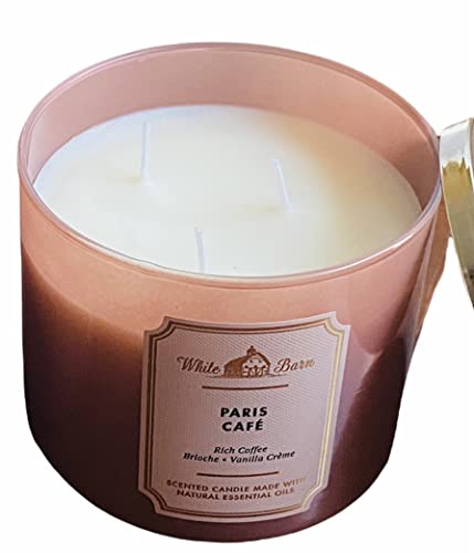 Bath & Body Works Paris Cafe White Barn Glass Scented 3 Wick Candle with Lid - Single