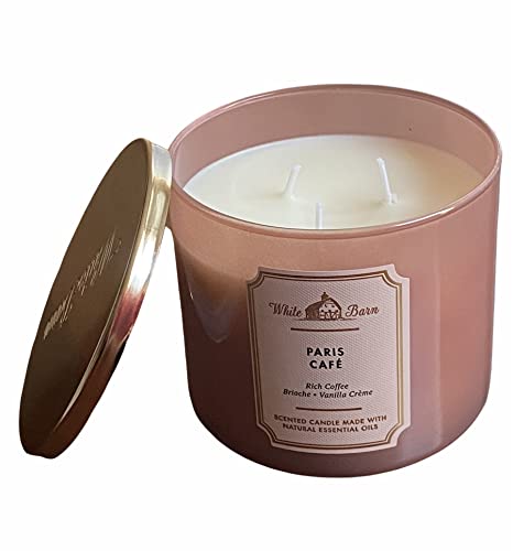 Bath & Body Works Paris Cafe White Barn Glass Scented 3 Wick Candle with Lid - Single