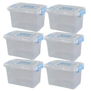 Doryh 5 L Plastic Storage Bin with Lid, Clear Transparent Box With Handles, Set of 6