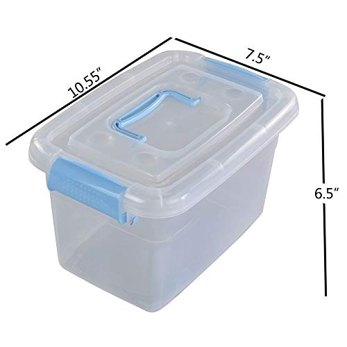 Doryh 5 L Plastic Storage Bin with Lid, Clear Transparent Box With Handles, Set of 6