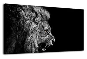 canvas wall art lion painting modern large beast canvas artwork contemporary wall art pictures black and white lion for kitchen office home decoration 20″ x 40″