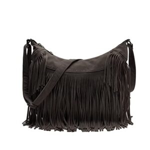 RARITYUS Women Crossbody Shoulder Bag Fringe Weave Hippie Suede Fringe Tassel Messenger Handbag