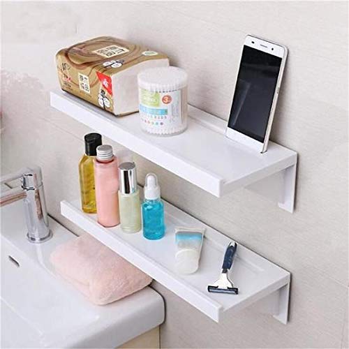 Loouer No Drilling Floating Wall Ledges 15.35inch Wall Mounted Bathroom Shelf with Suction Cup Decorating Shelf for Pictures Ornaments Bedroom Bathroom Home (White)