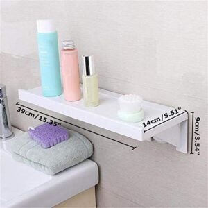 Loouer No Drilling Floating Wall Ledges 15.35inch Wall Mounted Bathroom Shelf with Suction Cup Decorating Shelf for Pictures Ornaments Bedroom Bathroom Home (White)